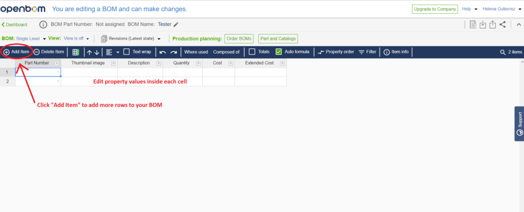 User Interface – OpenBOM Training Library