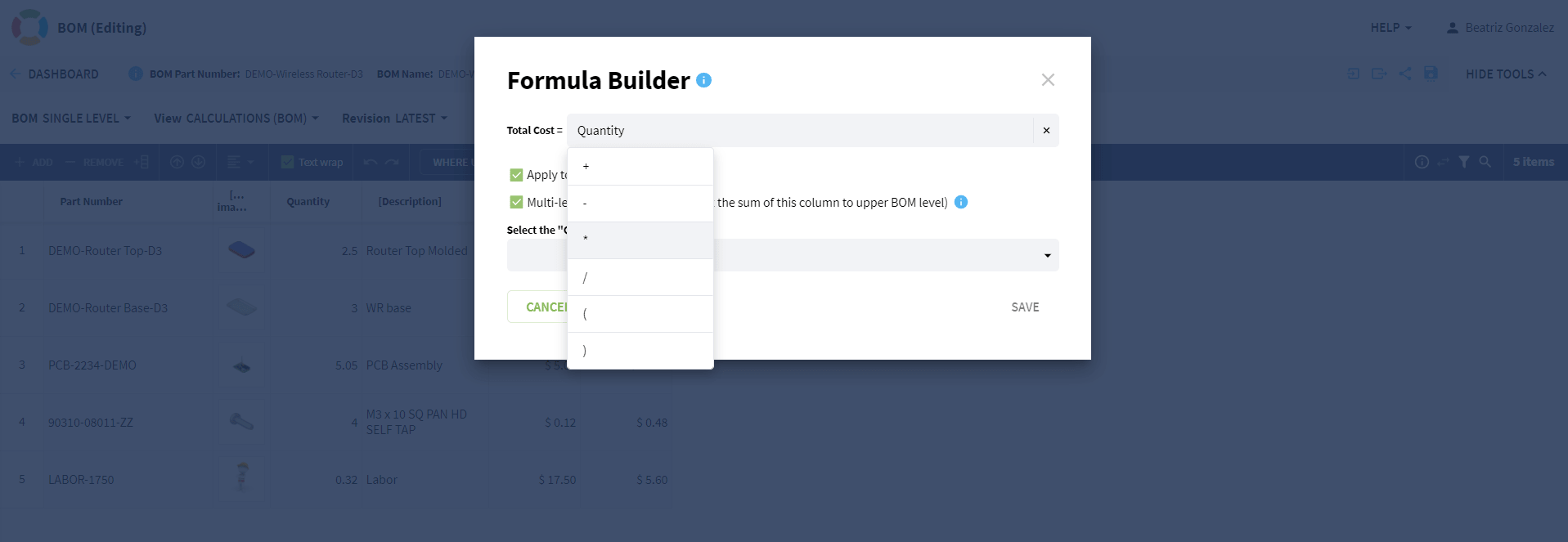 Formulas and Rollups – OpenBOM Training Library